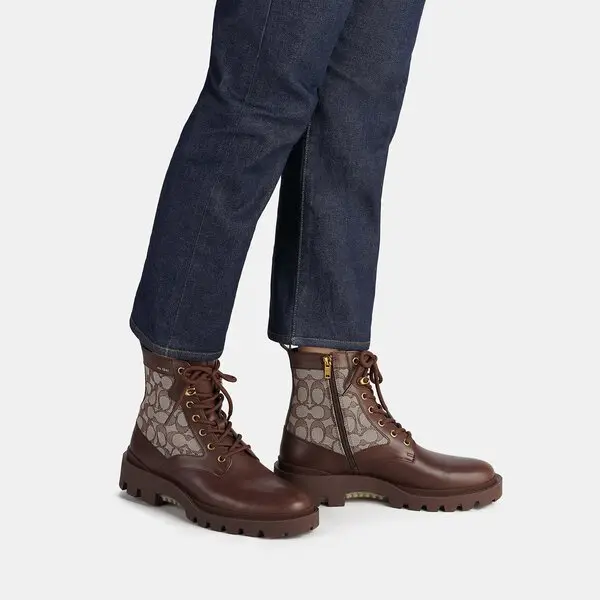 COACH Citysole Lace Up Boot In Signature Jacquard