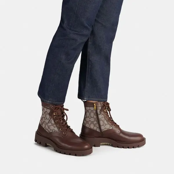COACH Citysole Lace Up Boot In Signature Jacquard