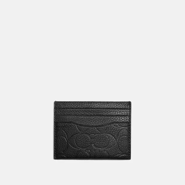 COACH® Card Case In Signature Leather - Black