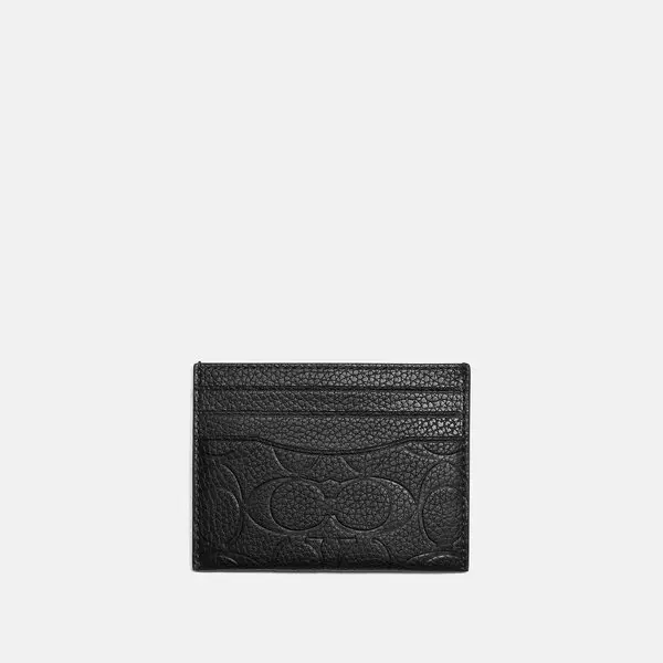 COACH Card Case In Signature Leather - Black