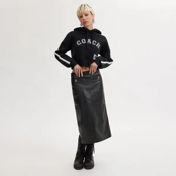 COACH® Heritage C Long Leather Skirt