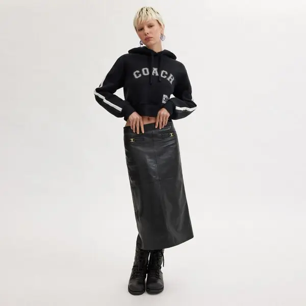 COACH® Heritage C Long Leather Skirt