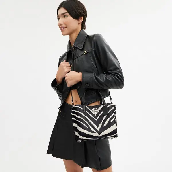 COACH Willow Tote 24 With Zebra Print