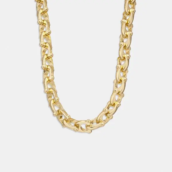 COACH Chunky Signature Chain Link Necklace - Gold