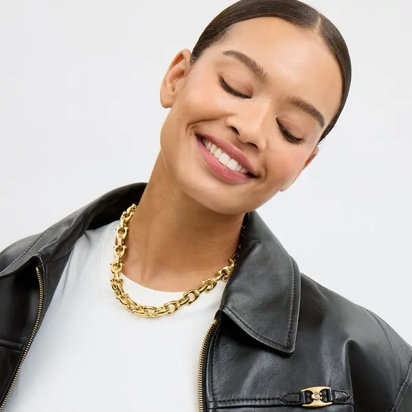 COACH Chunky Signature Chain Link Necklace - Gold