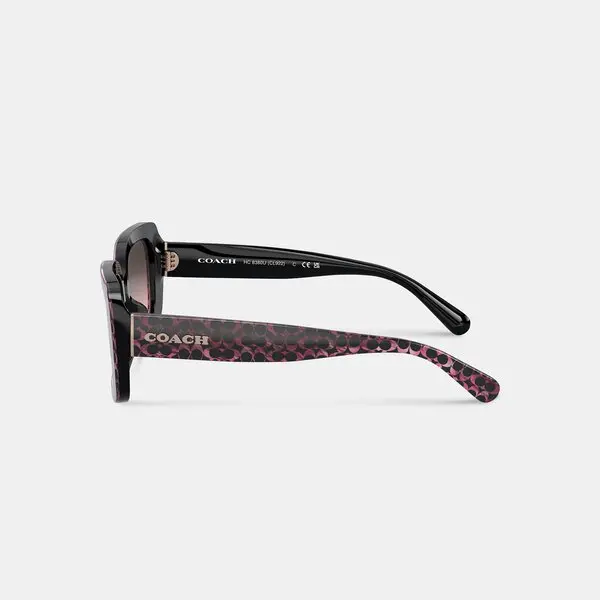Coach Signature Oversized Rectangle Sunglasses - Black/Pink  display picture 3