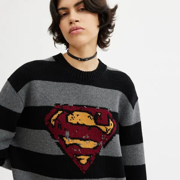 Coach Dc Superman Oversized Sweater In Black/Grey - 30% Off
