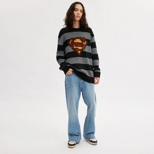 Coach Dc Superman Oversized Sweater In Black/Grey - 30% Off