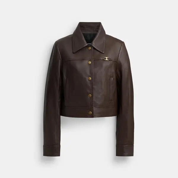 Coach - Heritage C Snap-Front Leather Jacket