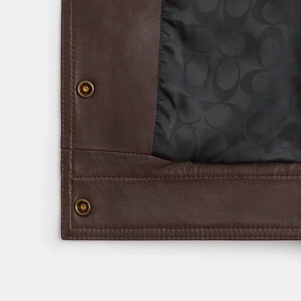 Coach - Heritage C Snap-Front Leather Jacket