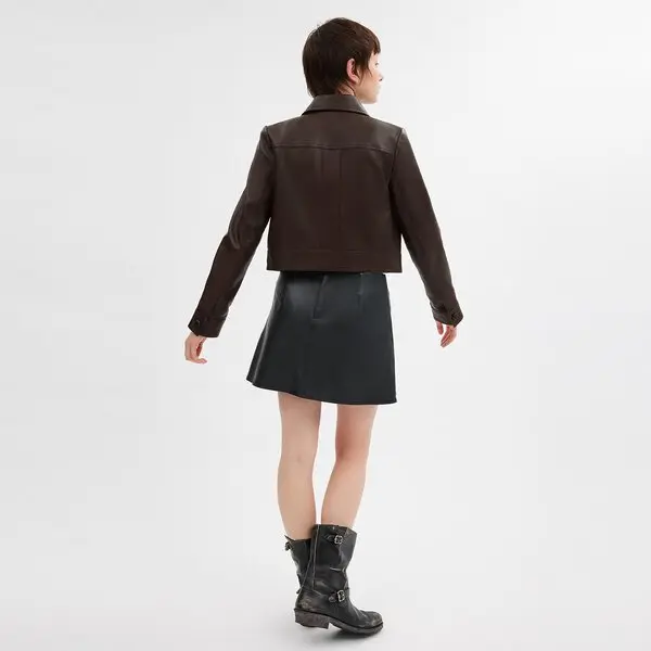 Coach - Heritage C Snap-Front Leather Jacket