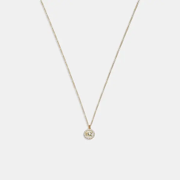 COACH® Signature Crystal Pearl Pendant Necklace - Gold