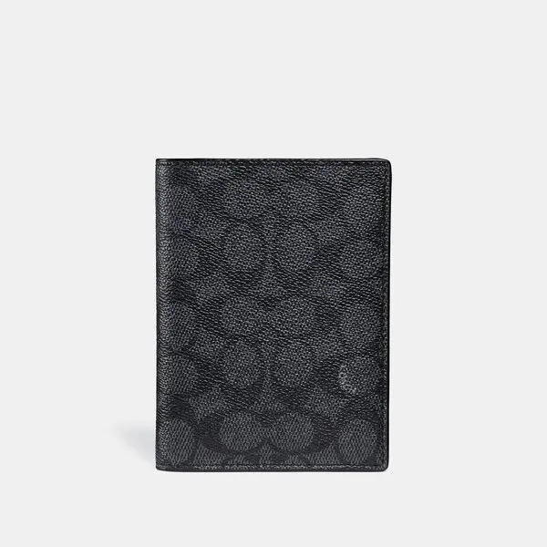 COACH® Passport Case In Signature Canvas - Charcoal