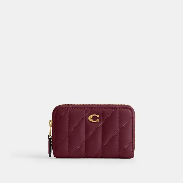 COACH Essential Small Zip Around Card Case With Pillow Quilting - B4/dark Cherry