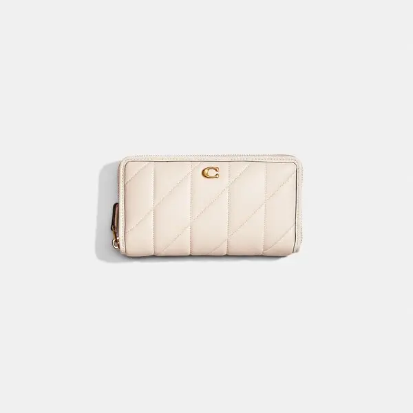 COACH Restored Accordion Zip Wallet With Pillow Quilting - Brass/chalk