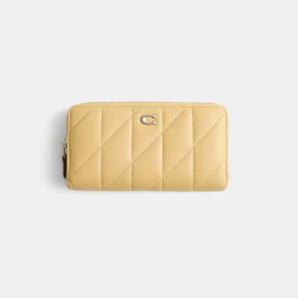 COACH Restored Accordion Zip Wallet With Pillow Quilting - Silver/hay