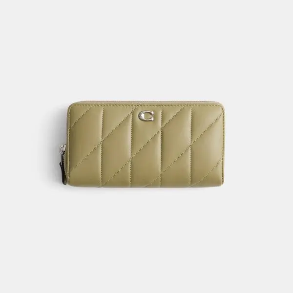 COACH Restored Accordion Zip Wallet With Pillow Quilting - Silver/moss