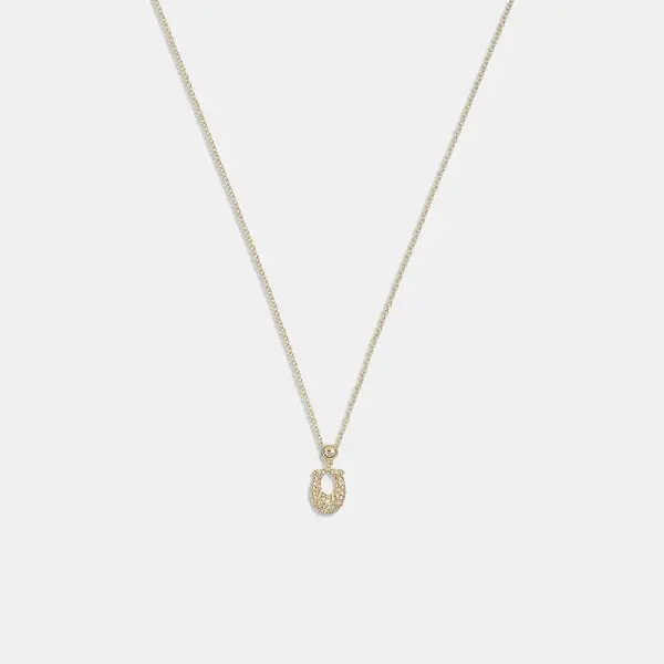 COACH Signature Pavé Pendant Necklace - Gold/clear
