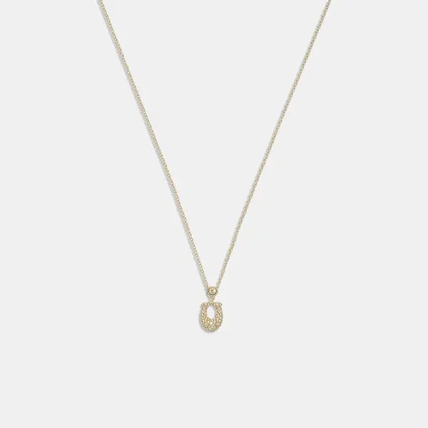 COACH Signature Pavé Pendant Necklace - Gold/clear