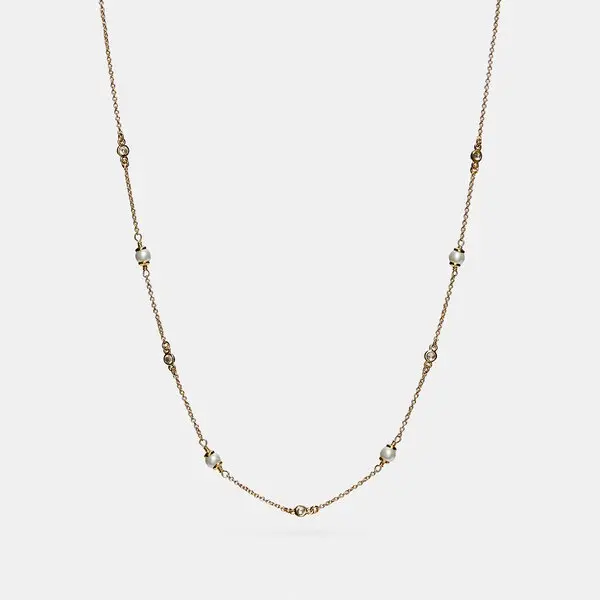 COACH Sculpted C Pearl Necklace - Gold