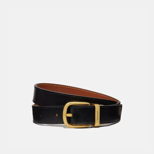 COACH Harness Buckle Reversible Belt - Brass/black/1941 Saddle