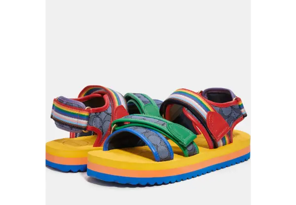 Coach Pride Rainbow Signature C Sport Sandals CJ461 Multi Color Mens 13  unisex BN Coach Sport Sandal In Jacquard Rainbow US Men main image 3