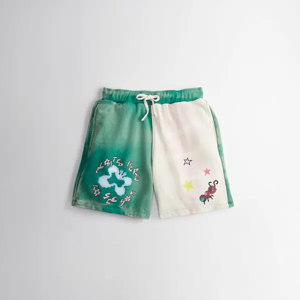 COACHTOPIA Sweat Shorts With Floating Butterfly Print - Green/light Pink Multi