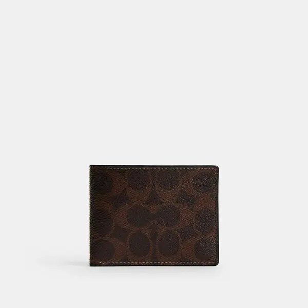 COACH Slim Billfold Wallet In Signature Canvas - Maple