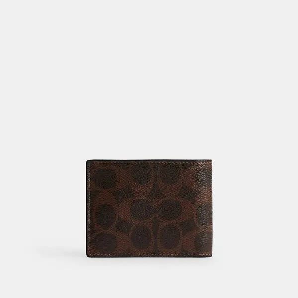 COACH Slim Billfold Wallet In Signature Canvas - Maple