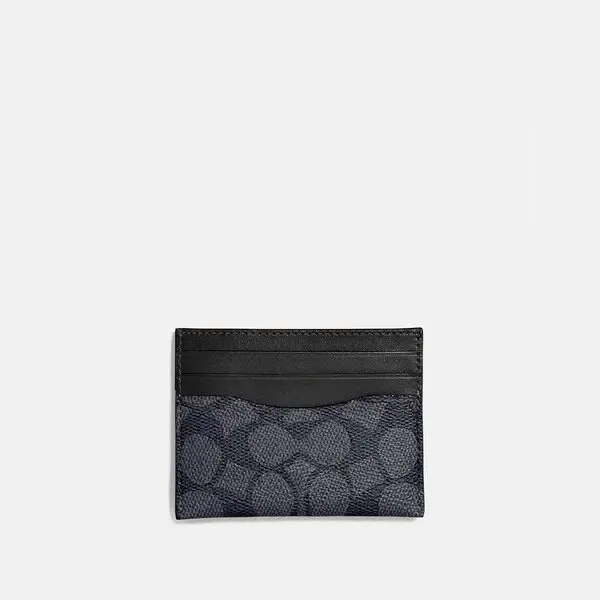 COACH Card Case In Signature Canvas - Charcoal/black