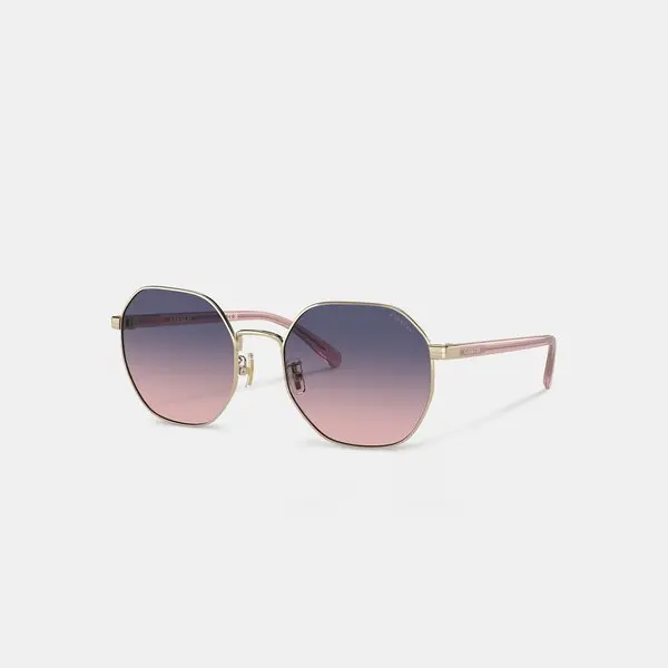 COACH Metal Hexagon Sunglasses - Purple/pink