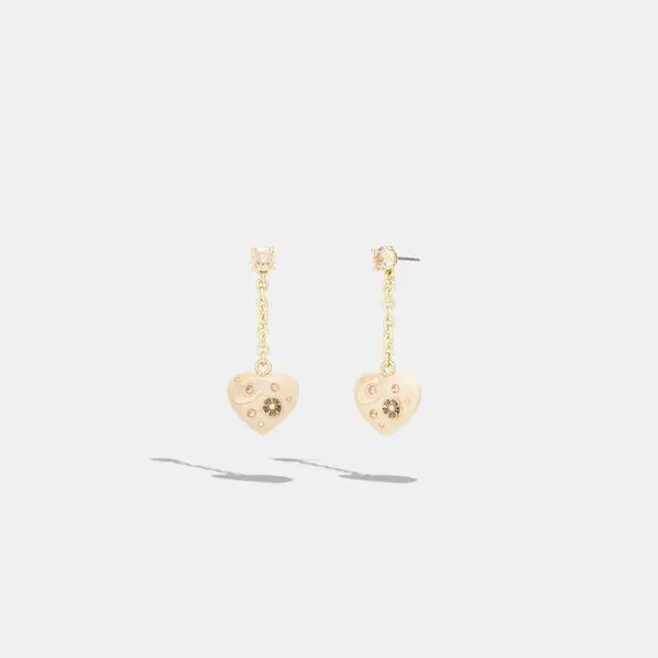 COACH Signature Heart Drop Earrings