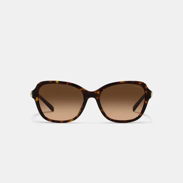 COACH Hinged Horse And Carriage Square Sunglasses - Dark Tortoise