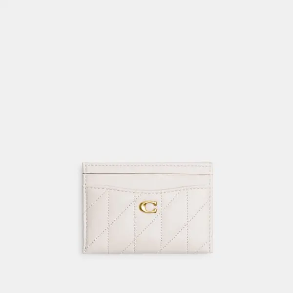 COACH Essential Card Case With Pillow Quilting - Brass/chalk