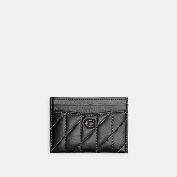 COACH Essential Card Case With Pillow Quilting - Pewter/black