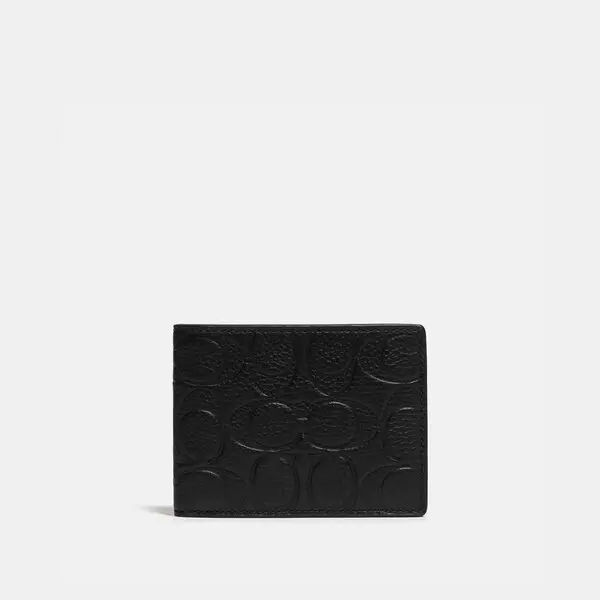 COACH Slim Billfold Wallet In Signature Leather - Black