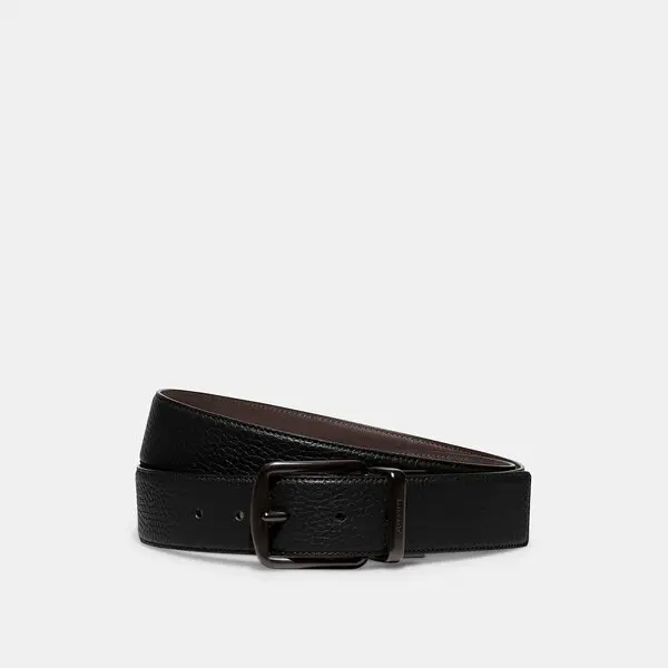 COACH Harness Buckle Reversible Belt, 38 Mm - Black/maple