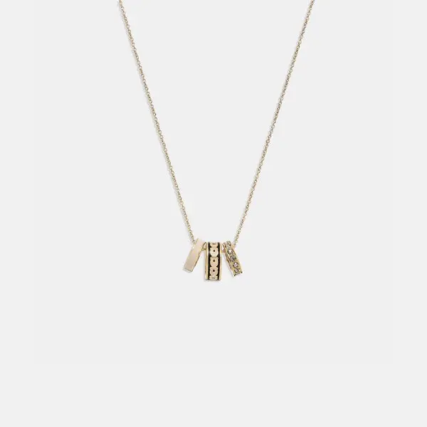 Coach Signature Enamel Chain Necklace - Gold/black