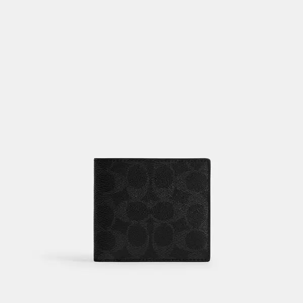 COACH® Coin Wallet In Signature Canvas - Black Signature