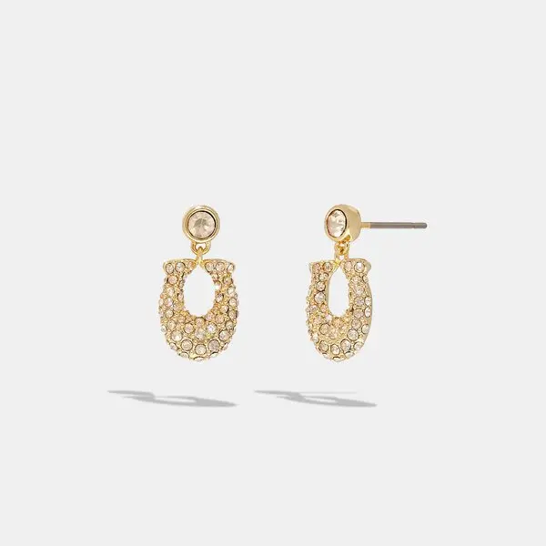 COACH Signature Pavé Drop Earrings - Gold