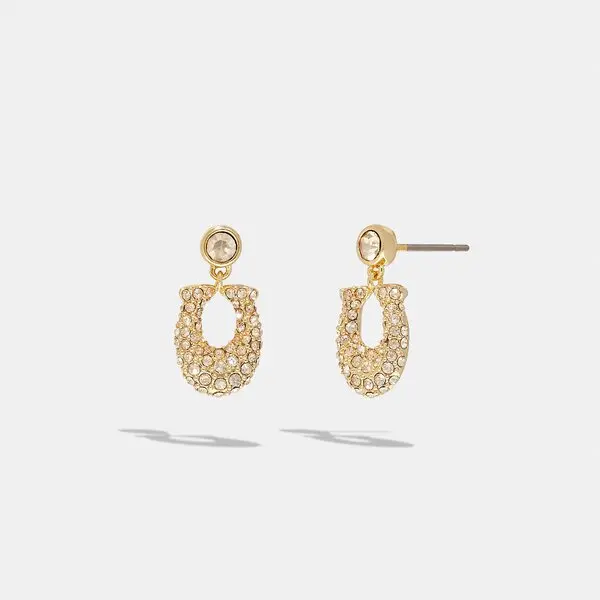 COACH Signature Pavé Drop Earrings - Gold/clear