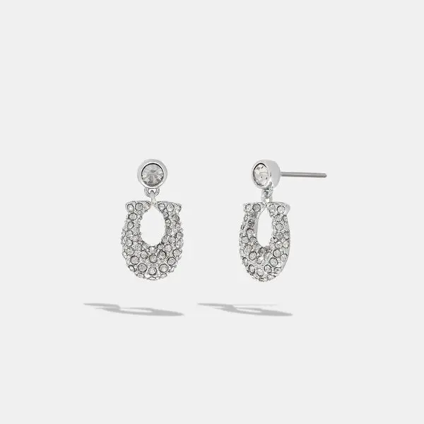 COACH Signature Pavé Drop Earrings - Silver/clear