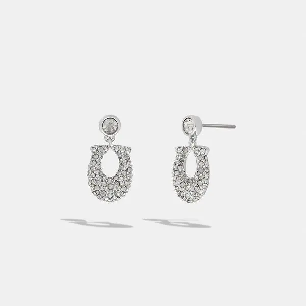 COACH Signature Pavé Drop Earrings - Silver/clear