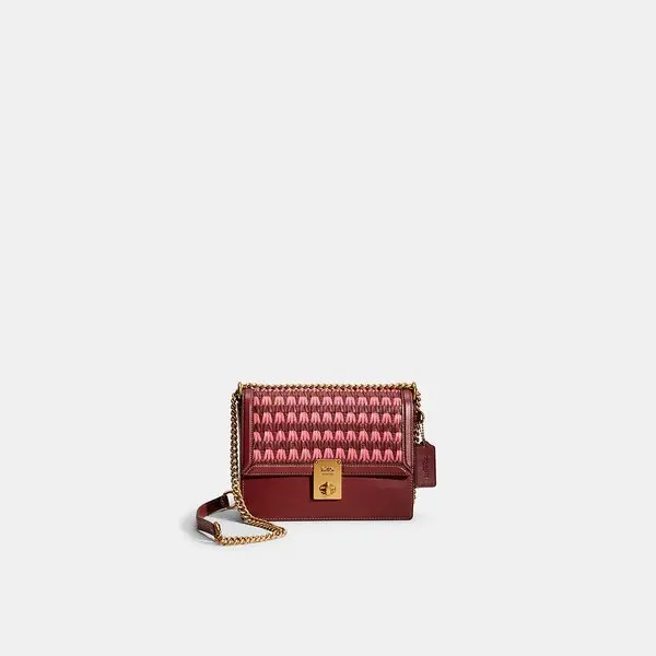 COACH Hutton Shoulder Bag With Weaving - Brass/wine Multi
