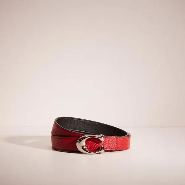 COACH Restored C Hardware Reversible Belt, 25mm - Nickel/black 1941 Red