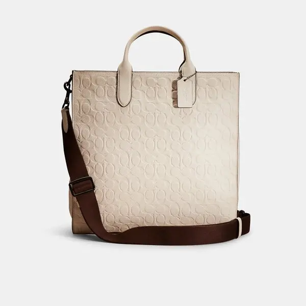 COACH Gotham Tall Tote In Signature Leather - Chalk