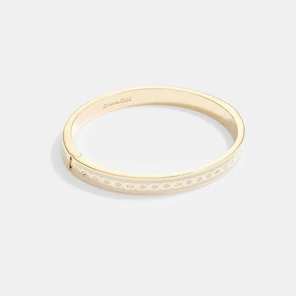 Coach 6mm Signature Enamel Bangle - Gold/chalk
