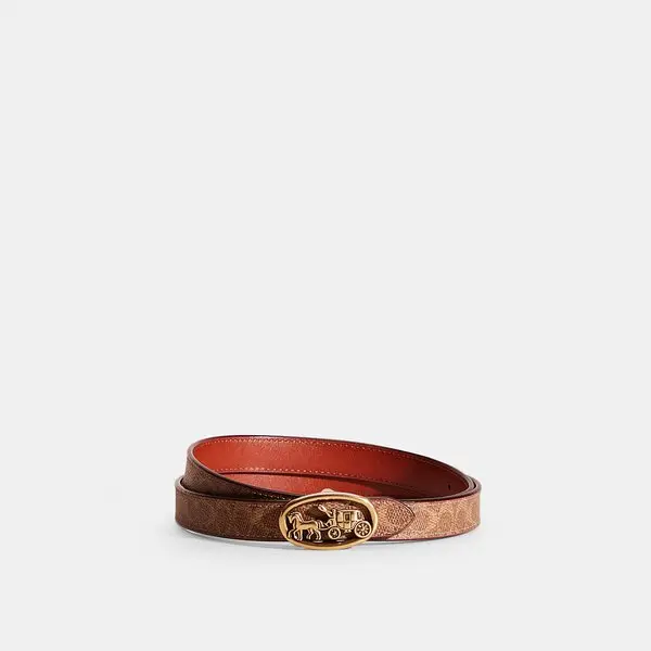 COACH Restored Horse And Carriage Medallion Buckle Reversible Belt, 20 Mm - Brass/tan/rust