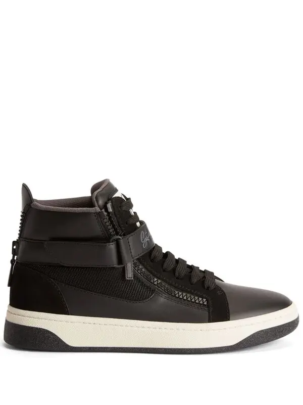 GIUSEPPE ZANOTTI Leather High-top Sneakers - Brown