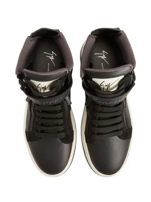 GIUSEPPE ZANOTTI Leather High-top Sneakers - Brown